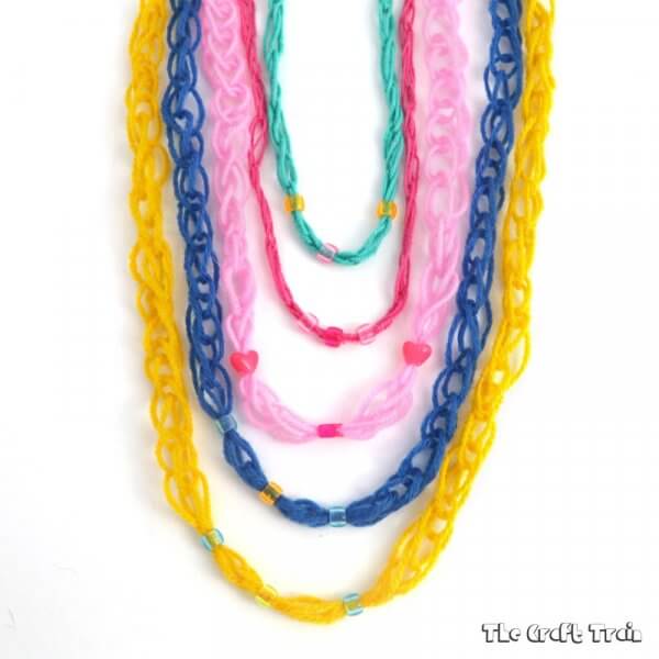Finger knit friendship necklace - The Craft Train