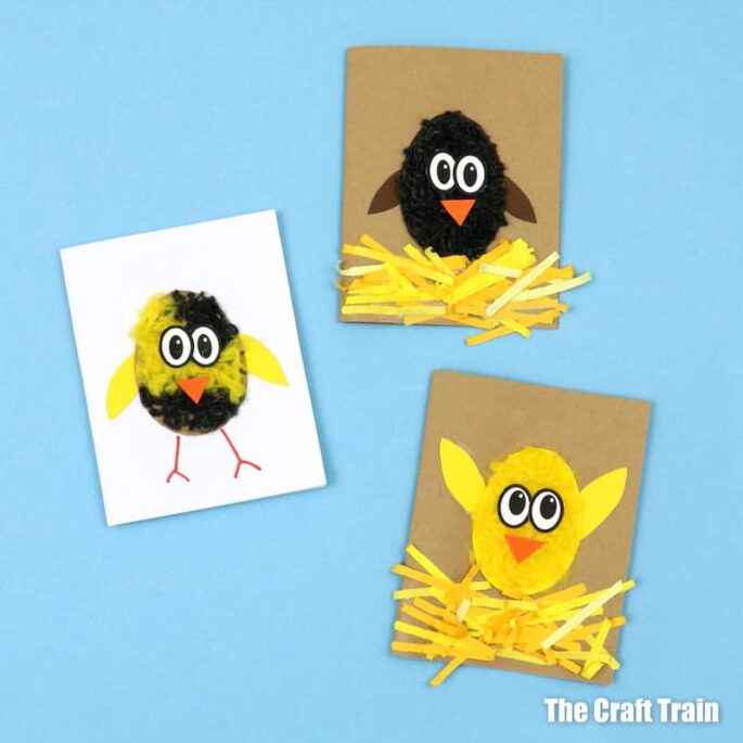 Fluffy chick Easter cards - The Craft Train